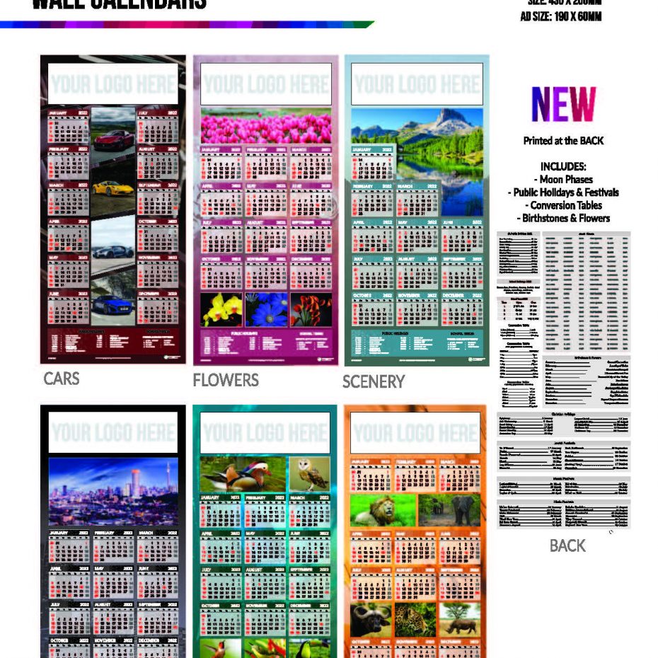 Mini Wall Calendar 435 x 200mm – Fine Art Printers